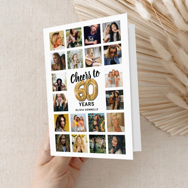 60th Birthday Photo Collage Card | Zazzle