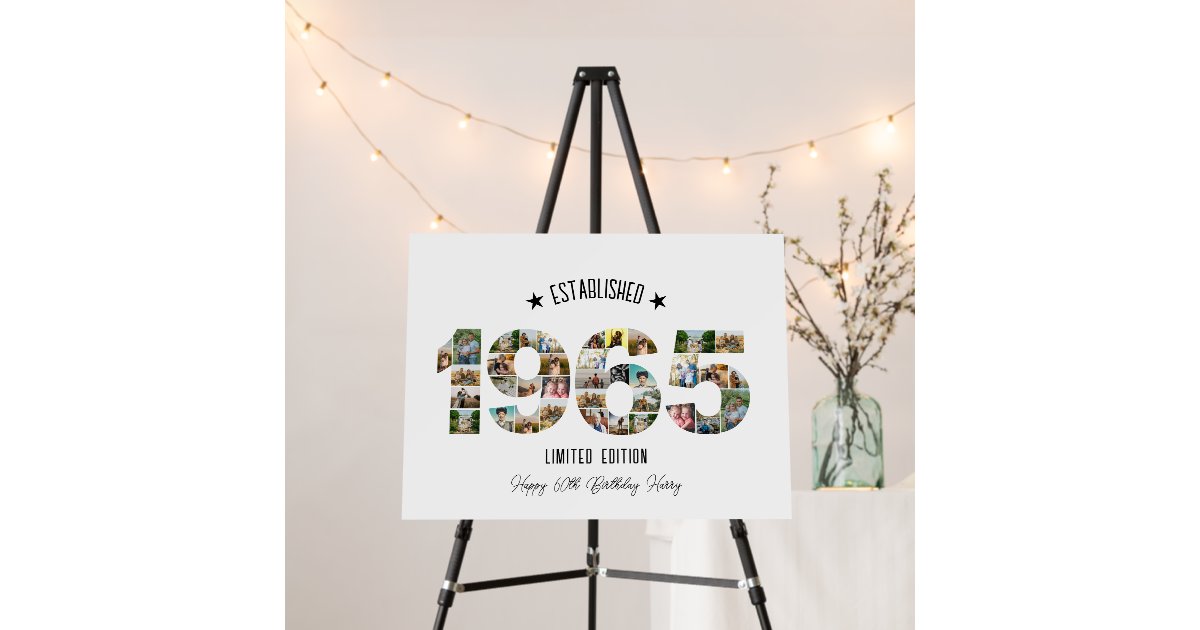 60th Birthday Photo Collage Established 1965 Foam Board | Zazzle