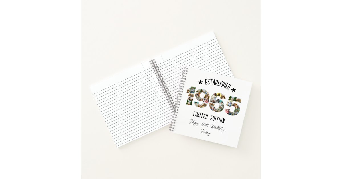 60th Birthday Photo Collage Established 1965 Notebook | Zazzle