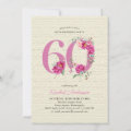 60th Birthday Pink Peony Floral Number 60 Invitation | Zazzle