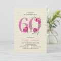 60th Birthday Pink Peony Floral Number 60 Invitation | Zazzle