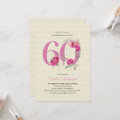 60th Birthday Pink Peony Floral Number 60 Invitation | Zazzle