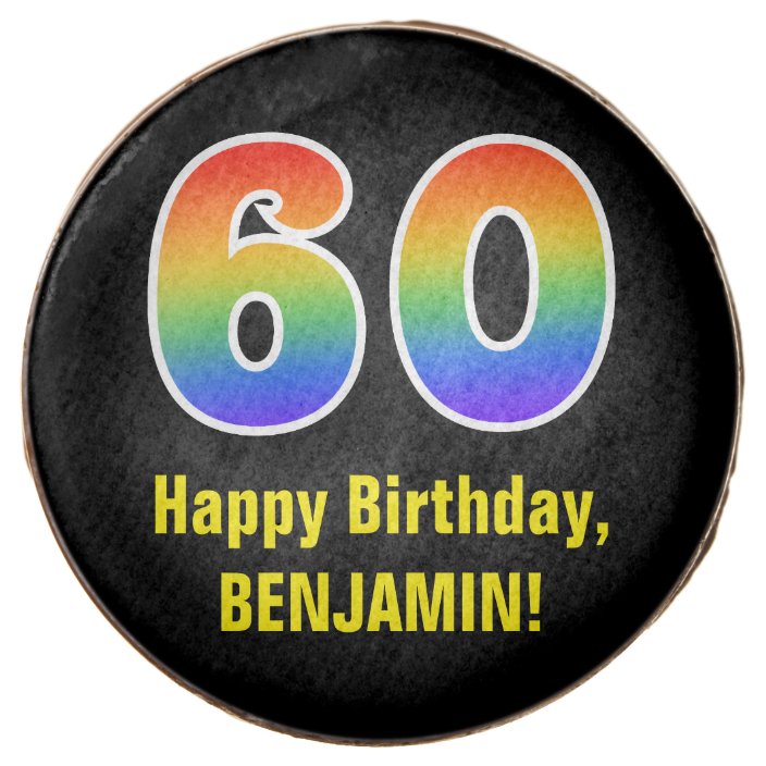 60th Birthday - Rainbow Spectrum Pattern Number 60 Chocolate Covered ...