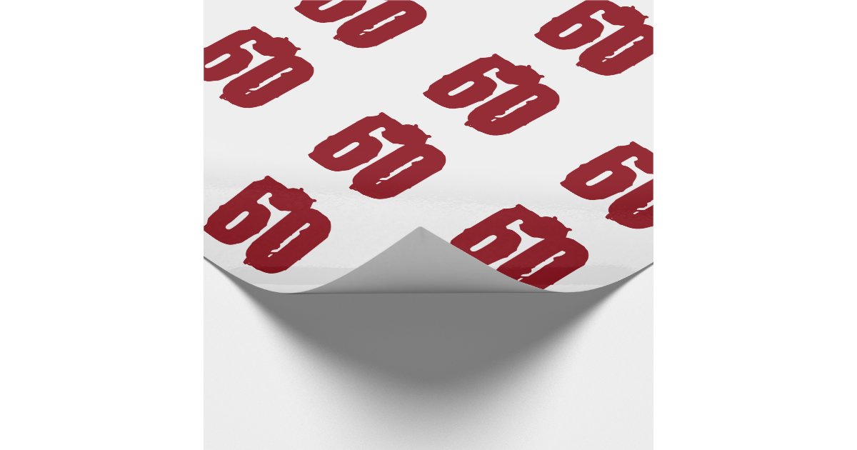 60th Birthday, red text on white. Wrapping Paper | Zazzle.com