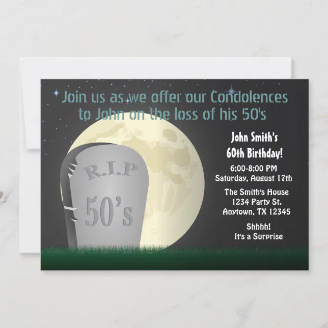 60th Birthday RIP 50s Invitation | Zazzle