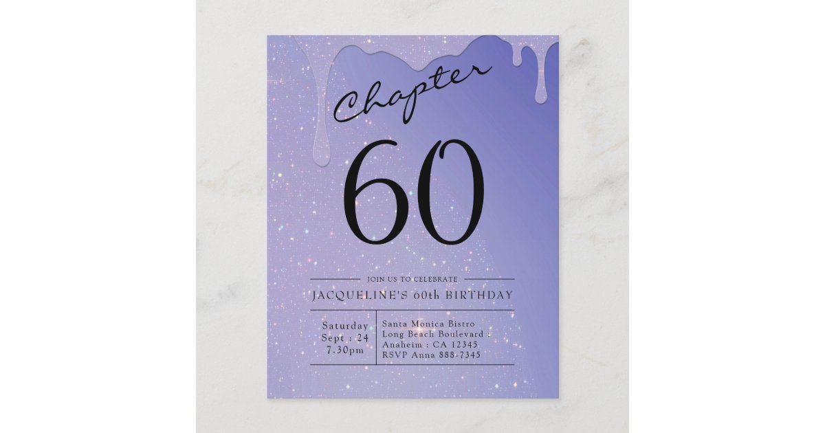 60th Birthday Script Glitter Invitation Flyer | Zazzle