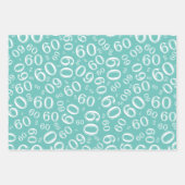 60th Birthday Teal & White Number Pattern 60 Wrapping Paper Sheets | Zazzle