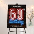 60th Birthday Welcome Sign Fun Retro Neon Lights | Zazzle