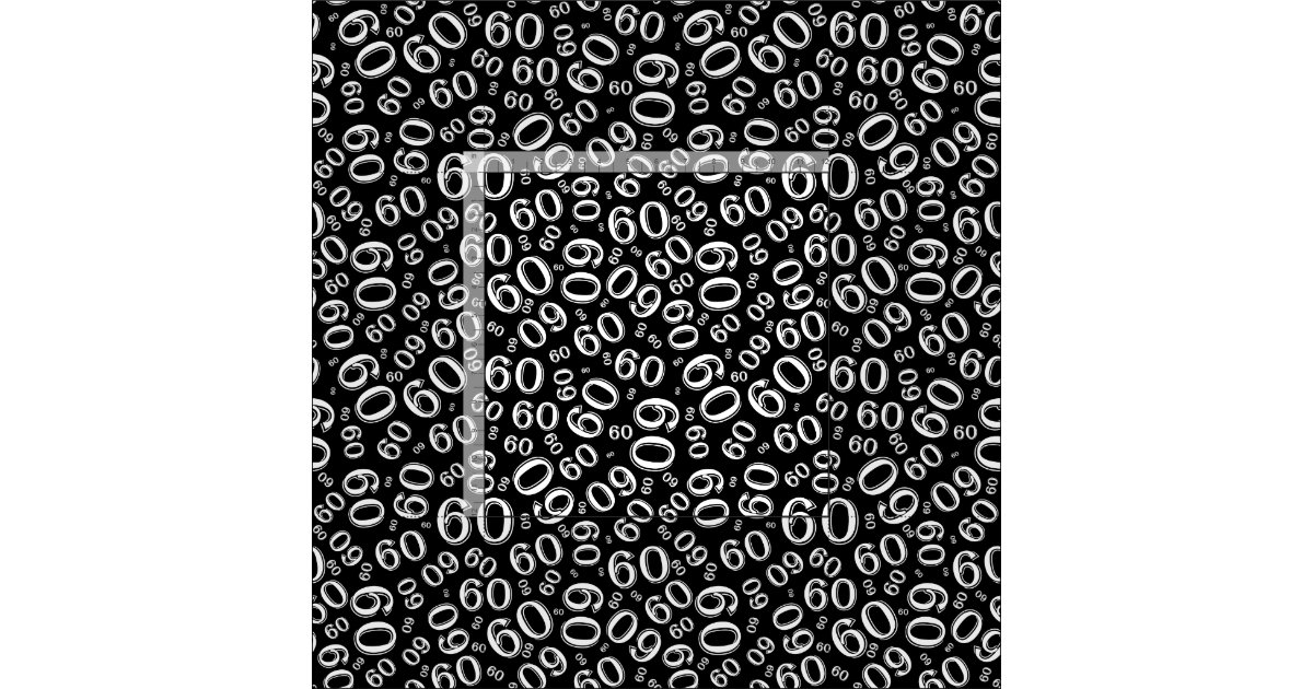 60th Black & White Random Number Pattern 60 Fabric | Zazzle