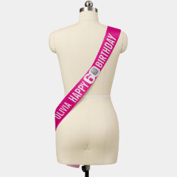 60th custom name photo white text on pink birthday sash | Zazzle