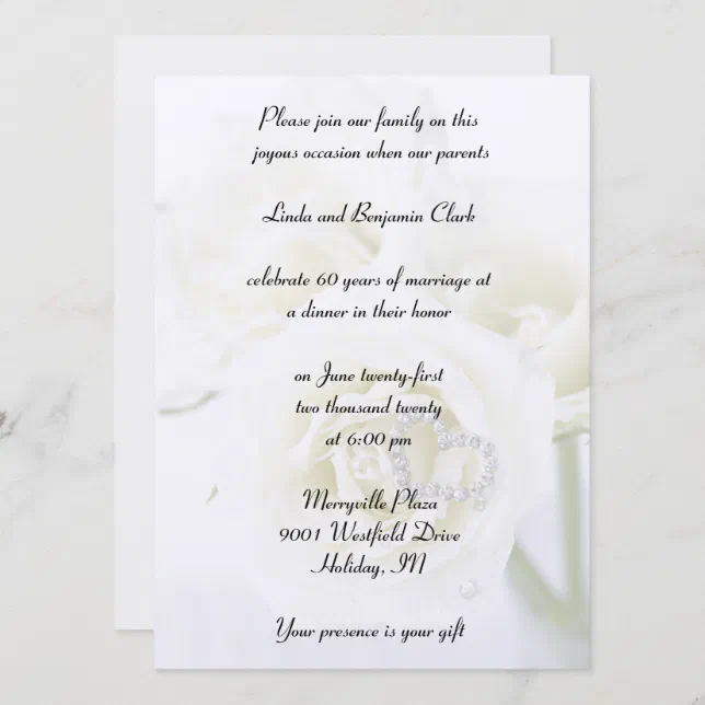 60th Diamond Anniversary Celebration Invitation | Zazzle
