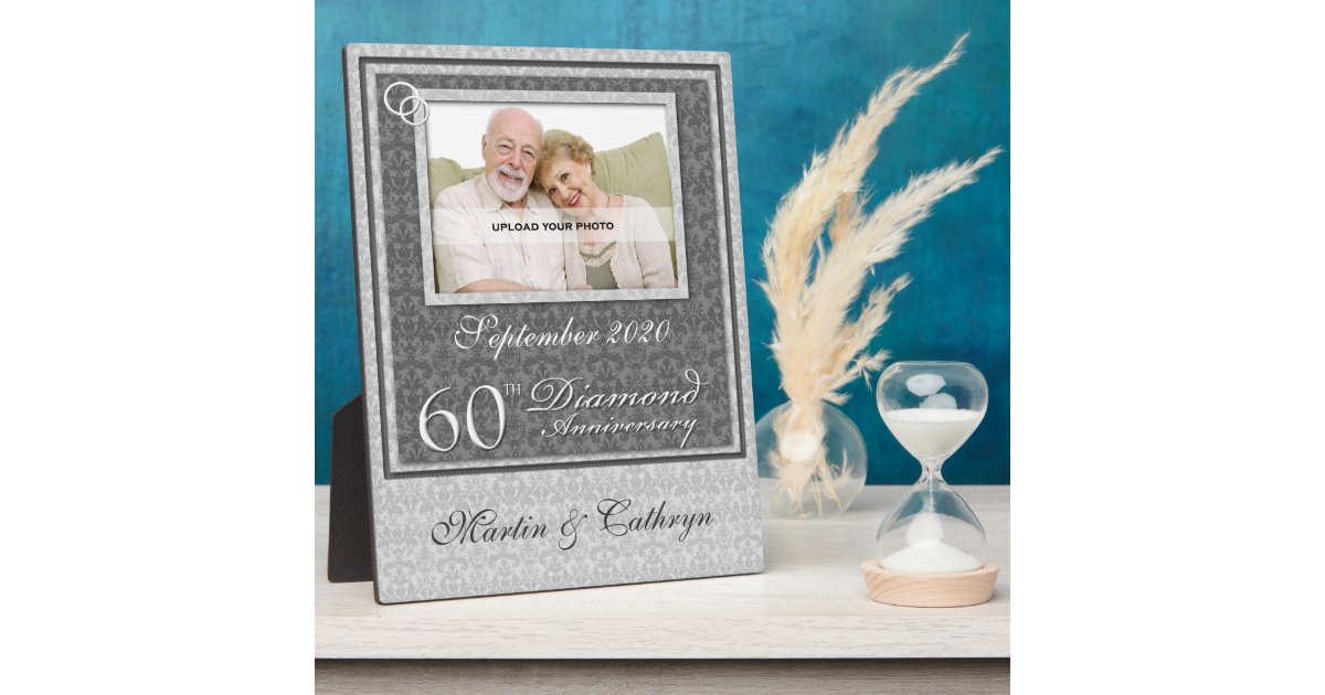 60th Diamond Anniversary | Silver Photo Plaque | Zazzle.com