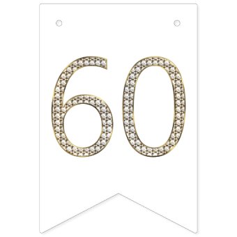 60th Diamond Wedding Anniversary Gold Typography Bunting Flags | Zazzle