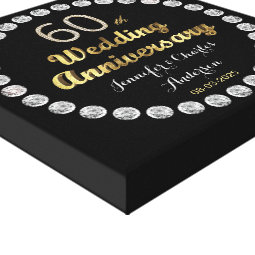 60th Diamond Wedding Anniversary Gold Typography Canvas Print | Zazzle