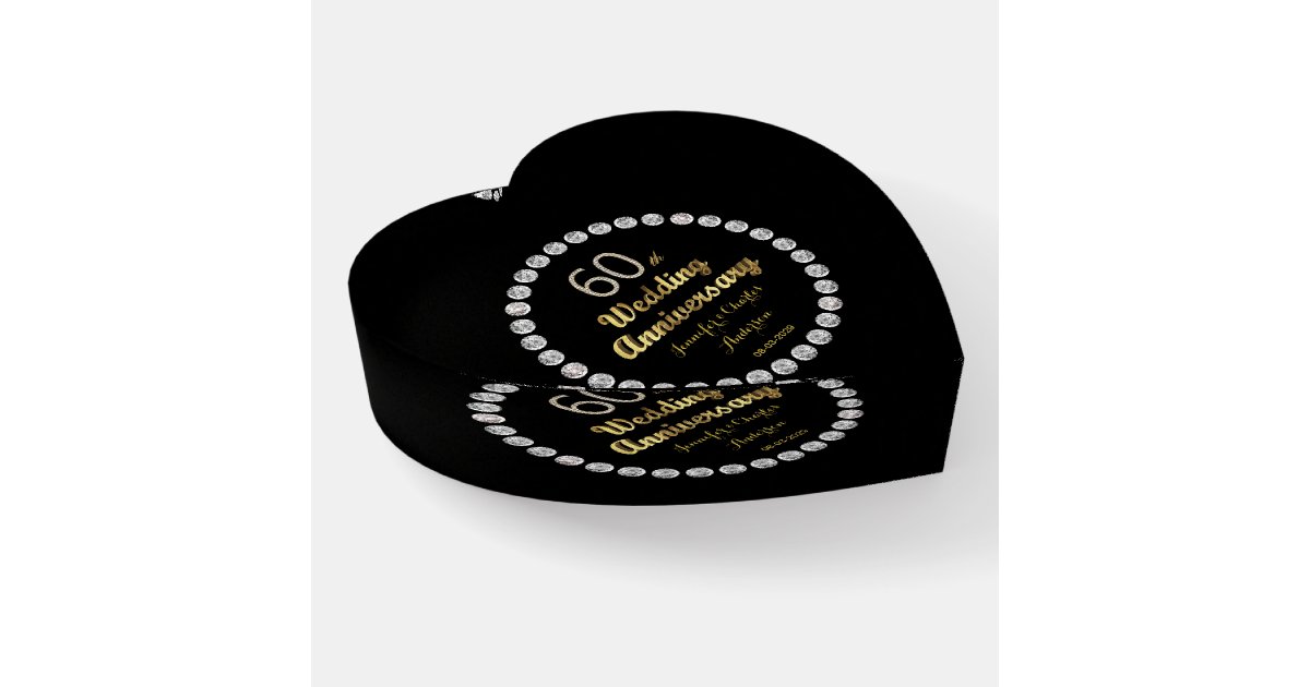 60th Diamond Wedding Anniversary Gold Typography Paperweight | Zazzle