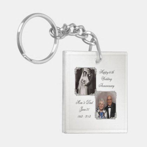 60th Diamond Wedding Anniversary Key Chain | Zazzle