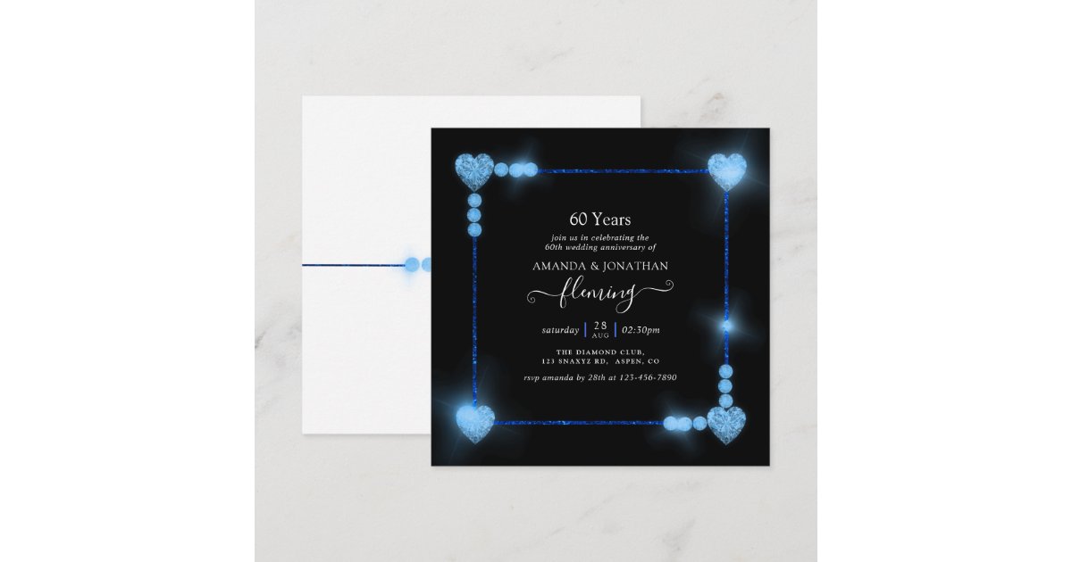 60th Diamond Wedding Anniversary Party Invitation | Zazzle