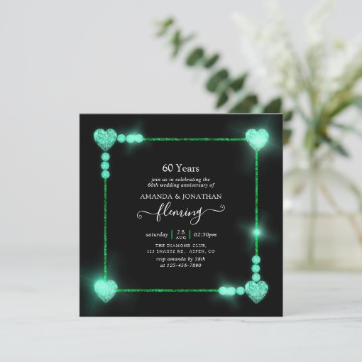 60th Diamond Wedding Anniversary Party Invitation | Zazzle