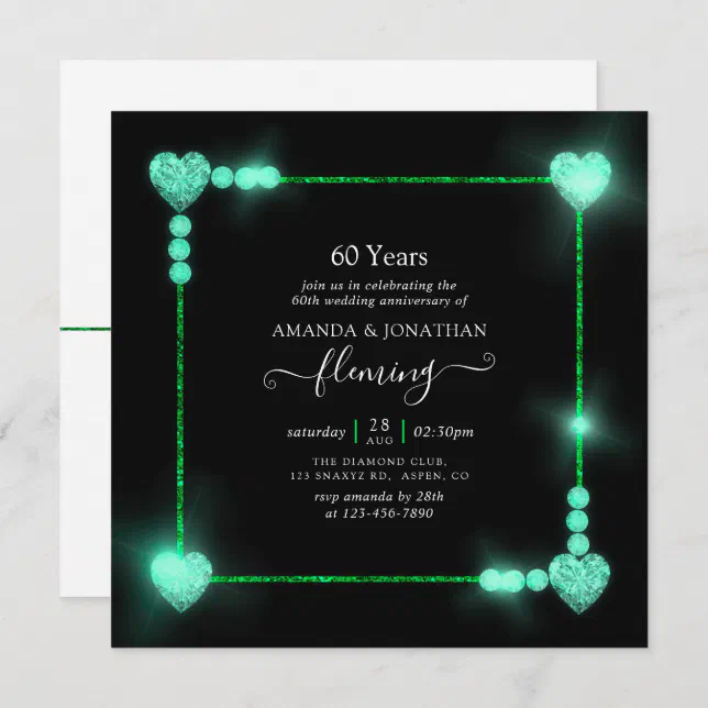 60th Diamond Wedding Anniversary Party Invitation | Zazzle