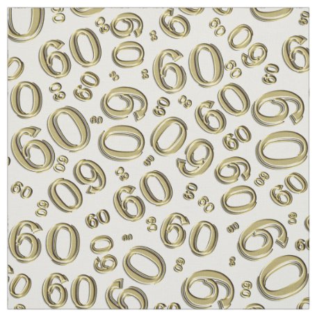 60th Black & White Random Number Pattern 60 Fabric | Zazzle