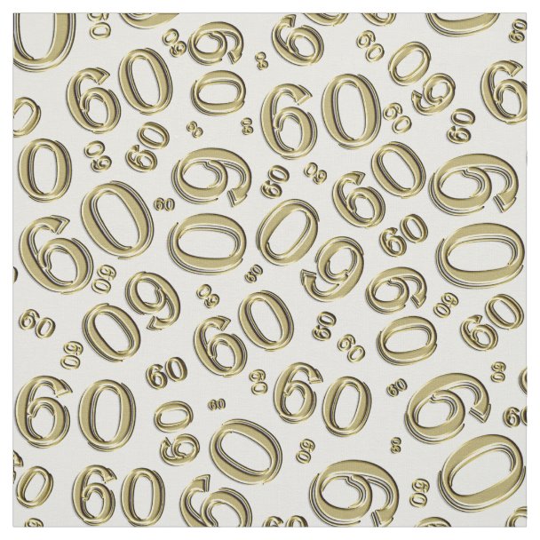 60th Black & White Random Number Pattern 60 Fabric | Zazzle