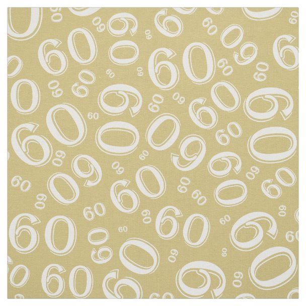 60th Black & White Random Number Pattern 60 Fabric | Zazzle