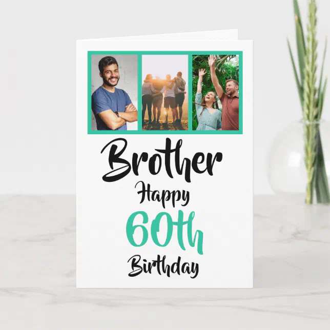 60th happy birthday brother photo collage Card | Zazzle