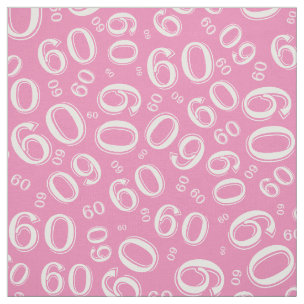60th Black & White Random Number Pattern 60 Fabric | Zazzle