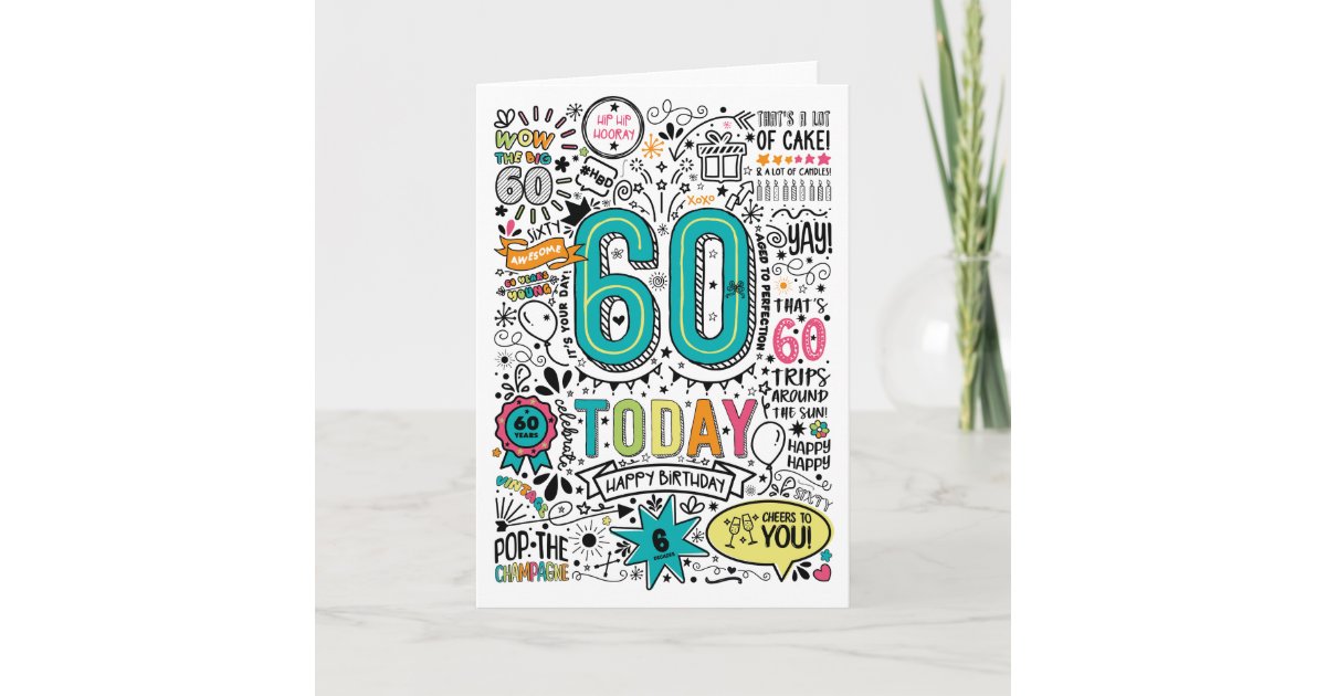 60th Printable Birthday Card | Zazzle