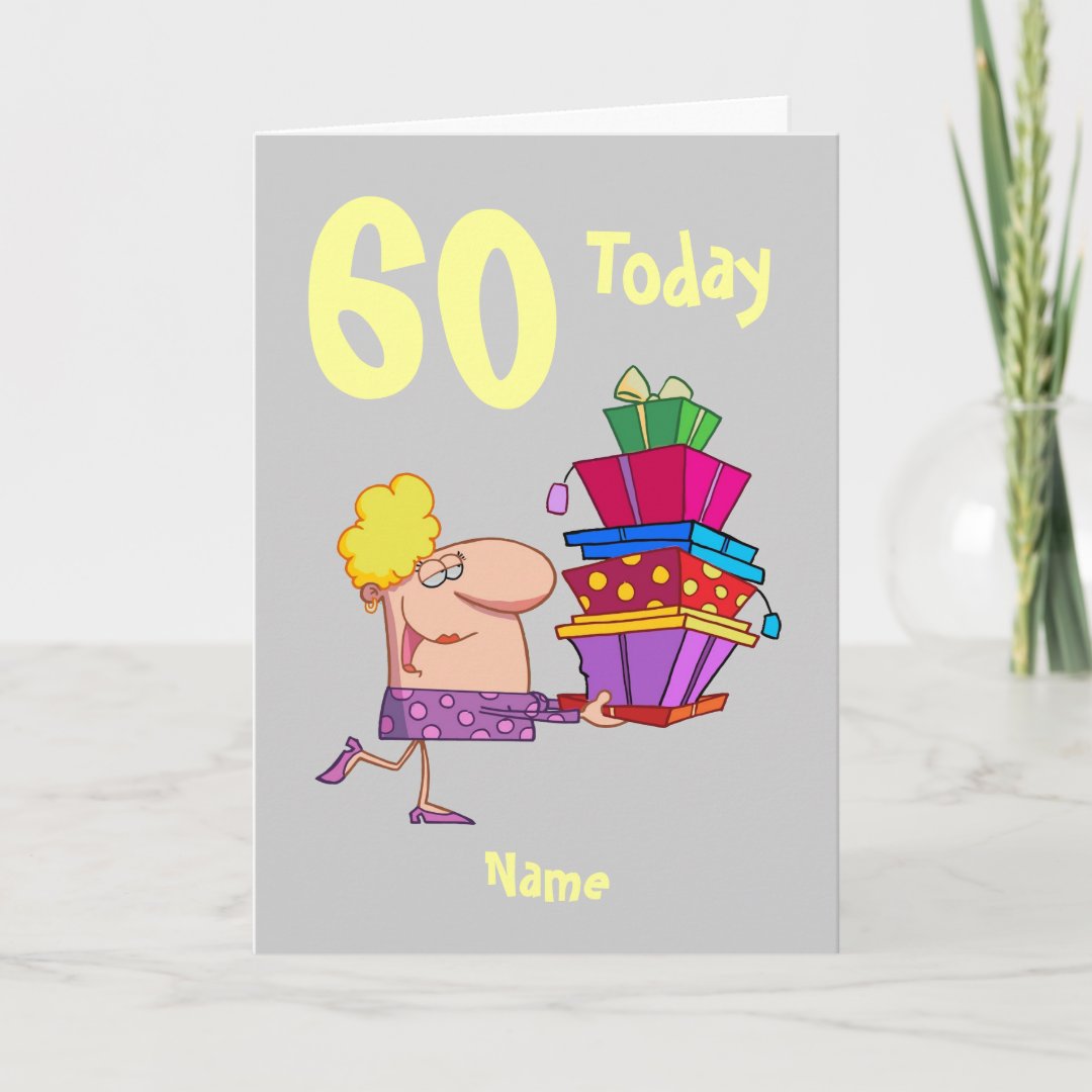 60th sixty birthday cartoon personalized card | Zazzle