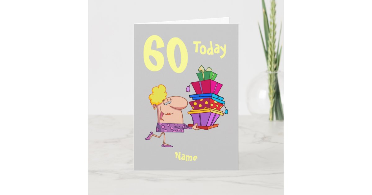 60th sixty birthday cartoon personalized card | Zazzle