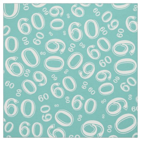 60th Black & White Random Number Pattern 60 Fabric | Zazzle