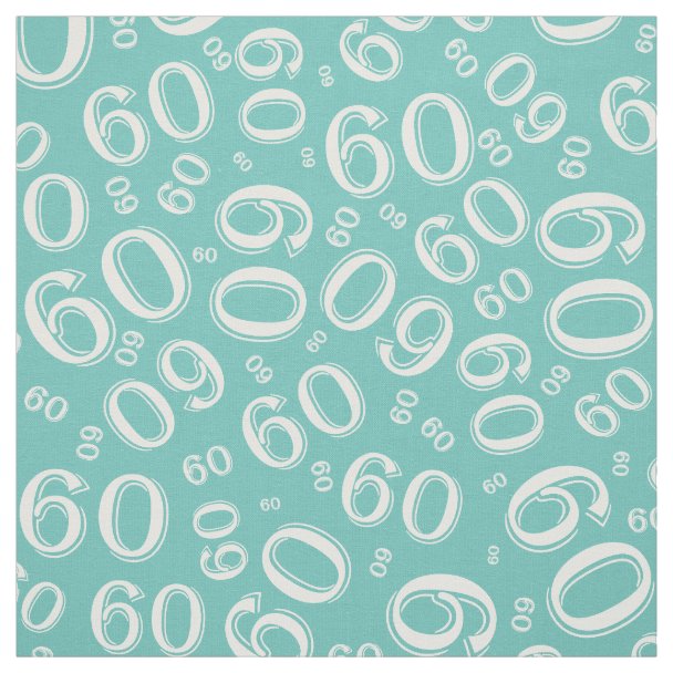 60th Black & White Random Number Pattern 60 Fabric | Zazzle
