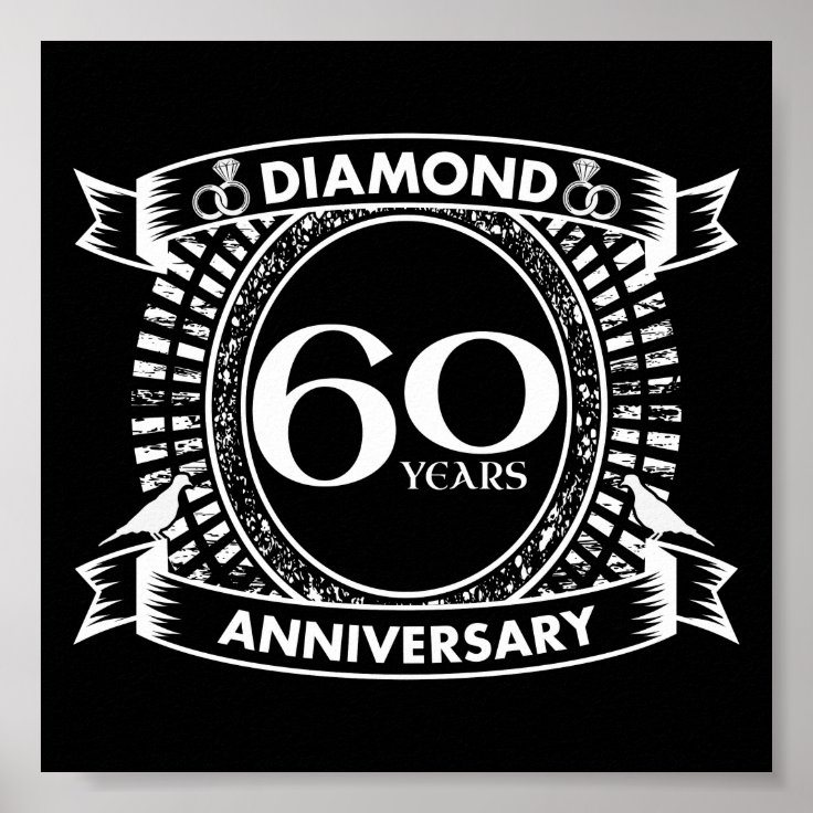 60th wedding anniversary diamond crest poster | Zazzle