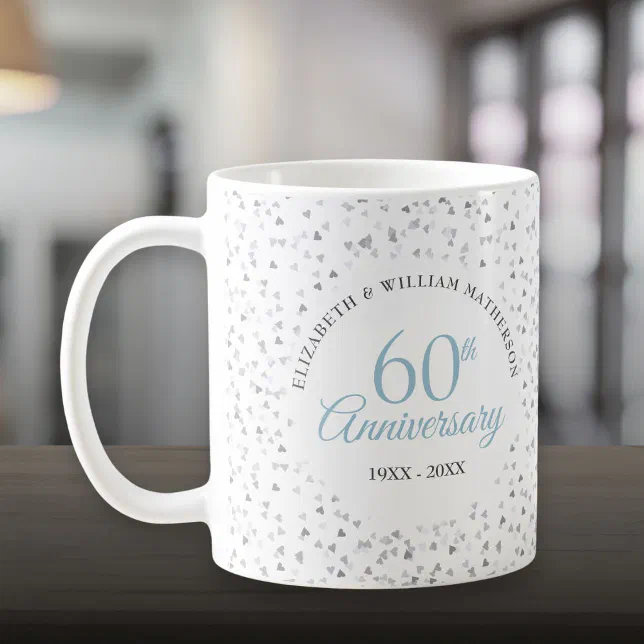 60th Wedding Anniversary Hearts Confetti Coffee Mug | Zazzle