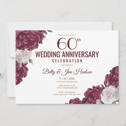 60th Wedding Anniversary Invitation | Zazzle
