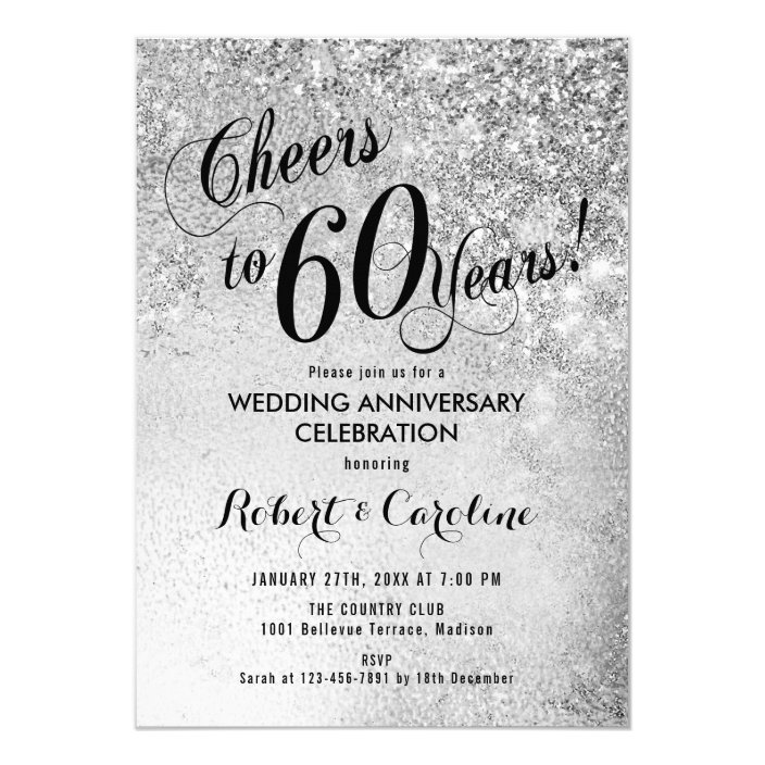 60th Wedding Anniversary Silver Invitation | Zazzle.com