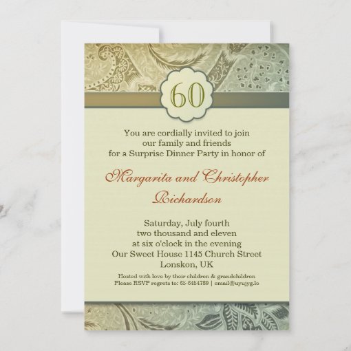 60th wedding anniversary vintage design invitation | Zazzle