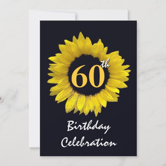 60th Years Yellow Sunflower Birthday Party Invitation | Zazzle.com
