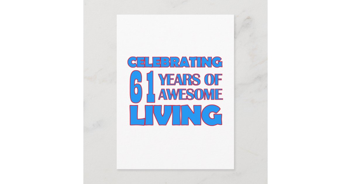 61 years old birthday designs postcard | Zazzle