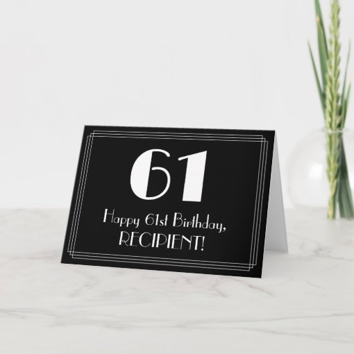 61st Birthday ~ Art Deco Inspired Look "61", Name Card | Zazzle