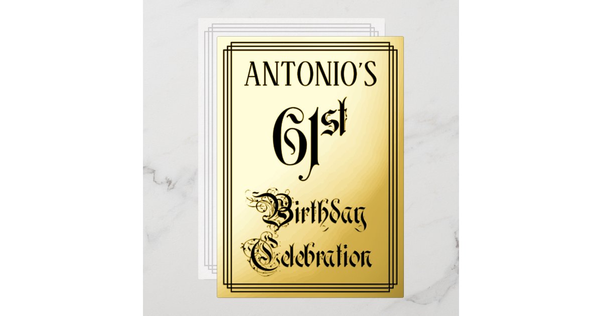 61st Birthday Party — Elegant Script + Custom Name Foil Invitation | Zazzle