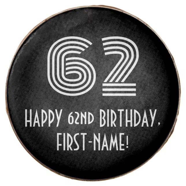 62nd Birthday - Art Deco Inspired Look "62", Name Chocolate Covered ...