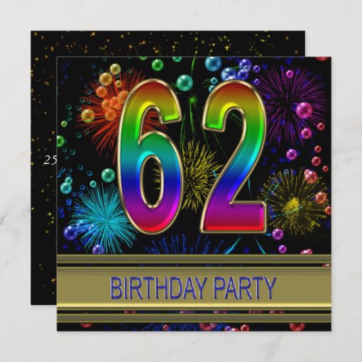 62nd Birthday party Invitation with bubbles | Zazzle