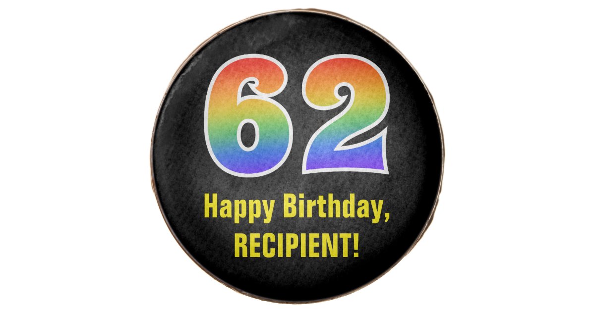 62nd Birthday - Rainbow Spectrum Pattern Number 62 Chocolate Covered ...