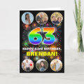 63rd Birthday: Fun Rainbow #, Custom Name & Photos Card | Zazzle