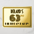 63rd Birthday Party — Art Deco Style “63” & Name Foil Invitation | Zazzle