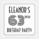 63rd Birthday Party: Art Deco Style + Custom Name Square Sticker | Zazzle