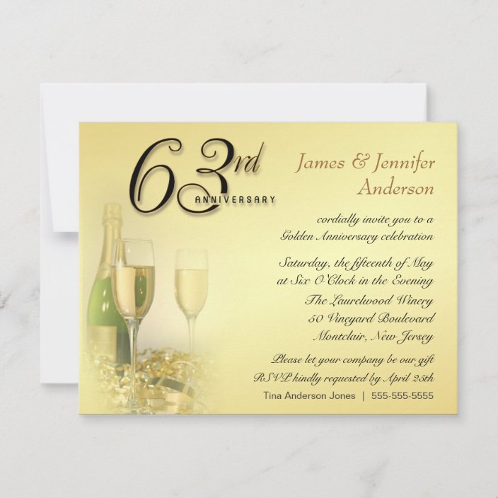 63rd Wedding Anniversary Party Invitations | Zazzle.com