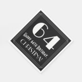 64th Birthday ~ Art Deco Inspired Look "64", Name Napkins | Zazzle